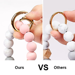 UpUDo Keychain Bracelet Wristlet, Silicone Beaded Key Ring Bracelet, Elastic Keyring Bangle for Womens