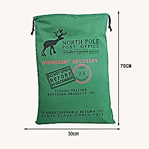 KEFAN 3 Pack Christmas Bag Santa Sack, Canvas Storage Bag for Gifts Wrapping with Drawstrings Large Size 27.5"x19.5"