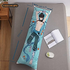 Anime Game Cosplay Long Body Pillow Case Peachskin Honkai Game Star Rail Dan-Heng Hugging Pillow Case Long Pillow Cover (White,23.6"x66.9"/ 60x170cm)