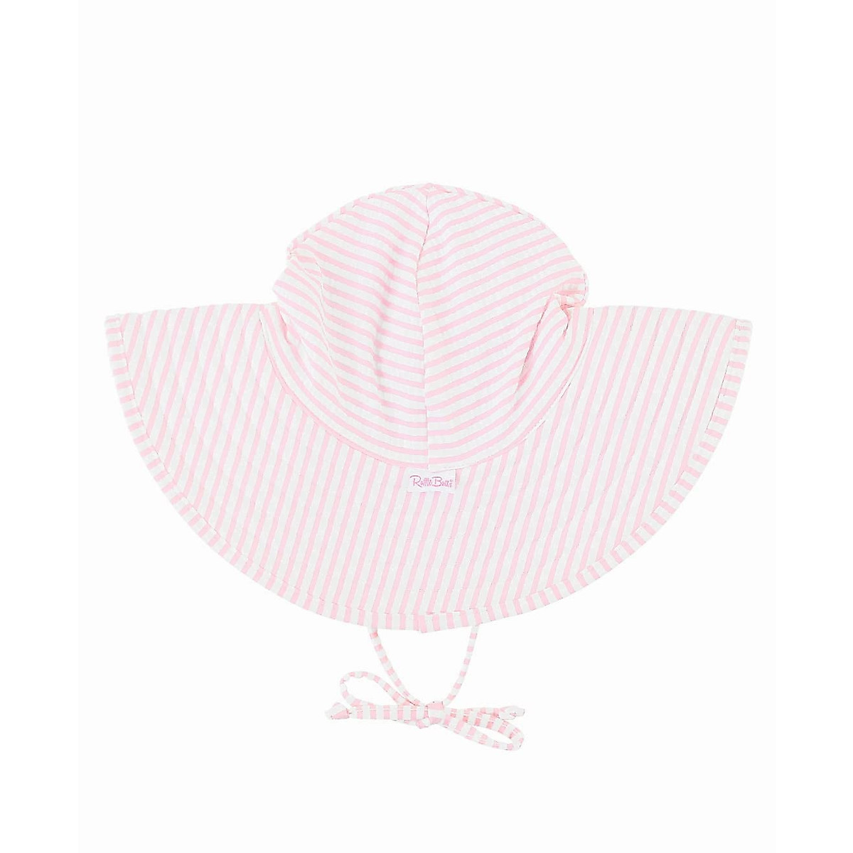 RuffleButts® Baby/Toddler Girls Pink Striped Seersucker Swim Hat - 3T-5