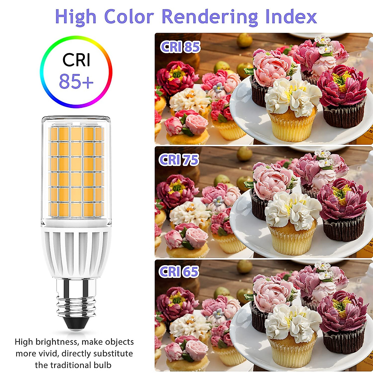 E11 LED Bulb Dimmable 5W, 60W E11 Halogen Bulb Replacement, UL CUL Listed, Warm White 3000K, E11 Bulb Mini Candelabra Base, JD T3/T4 360 Degree Beam Angle E11 Light Bulb for Indoor Lighting, 5Pack