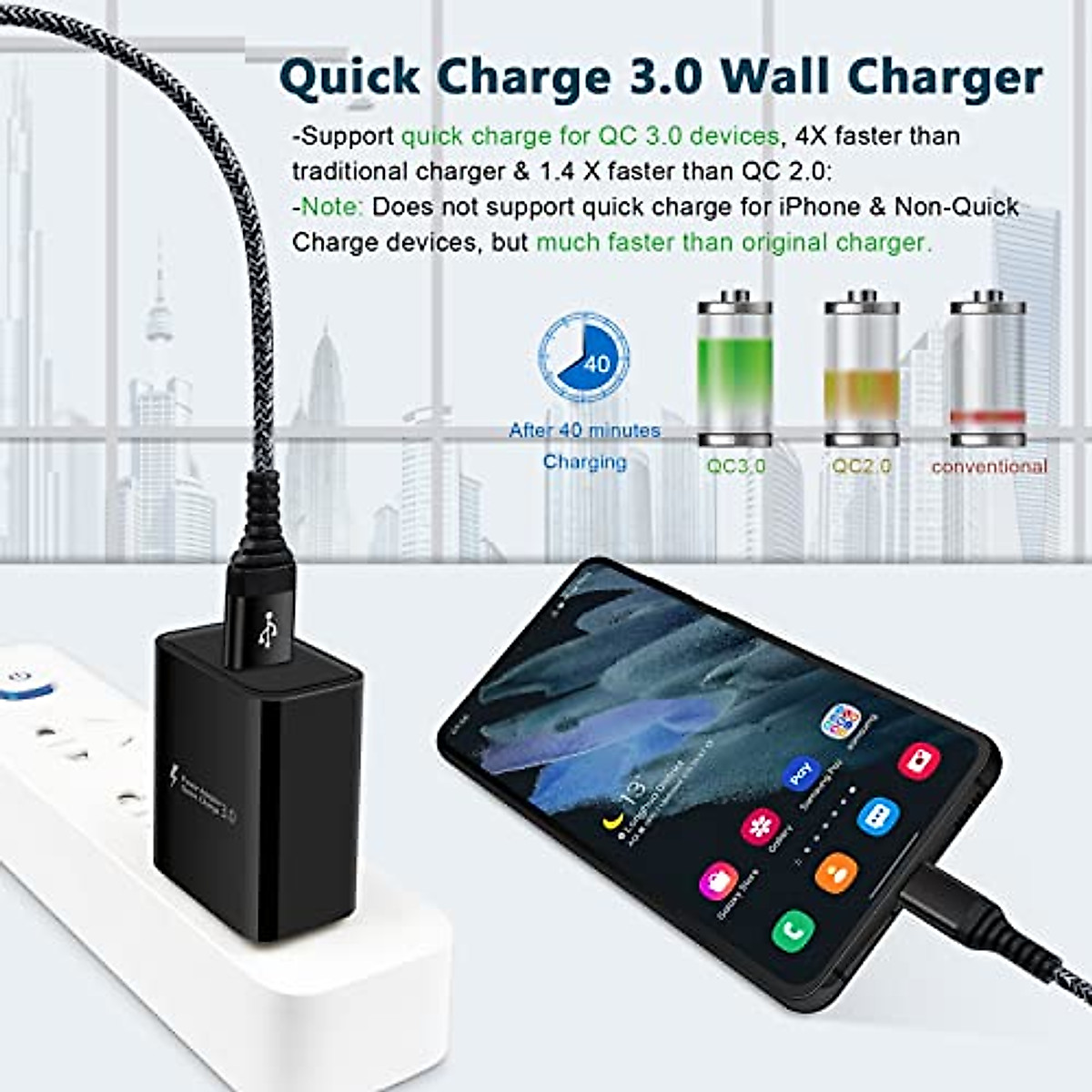 Type C Android Charger Moto Phone Charger Fast Charger for Moto G73/G53/G23/G Play 2023/G Stylus 5G 2022/G Power 2022/2021/G Pure/G Play 2021/One 5G Ace/One 5G UW/Edge 2022/G9/G8/G7/Z4/Edge 30 Ultra