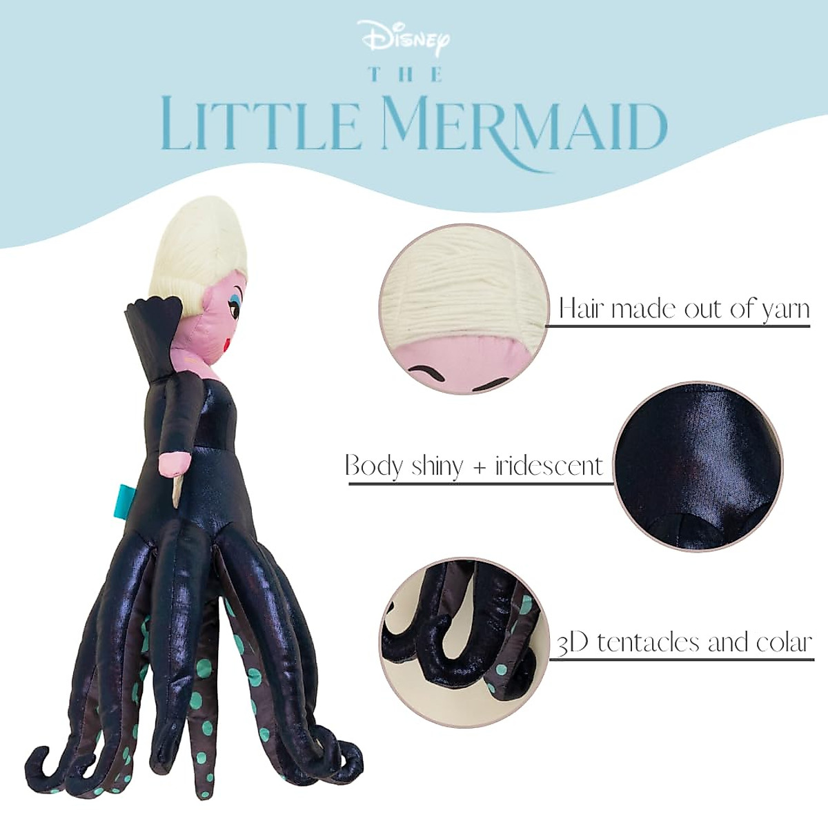 Franco Disney's The Little Mermaid Live Action Movie Ursula Bedding Super Soft Plush Cuddle Pillow Buddy, (Official Licensed Disney Product)