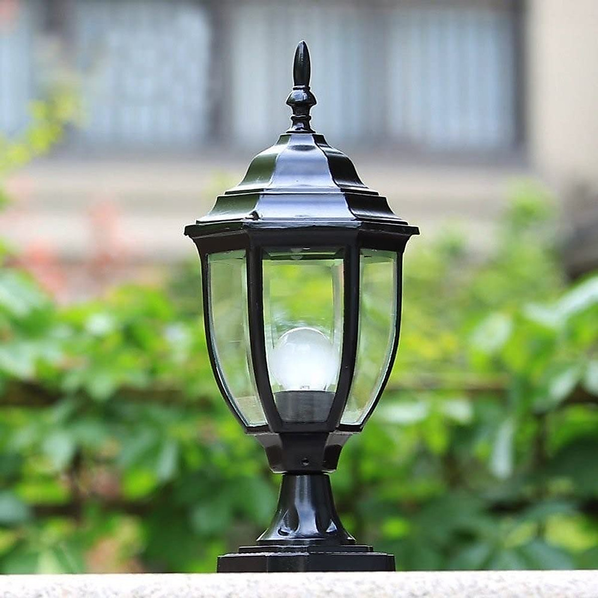 MODEBHD 38cm Antique Traditional Victoria Globe Glass E27 Garden Column Lamp European Retro Outdoor Waterproof Aluminum Post Light Courtyard Path Door Landscape Decorative Pillar Lights