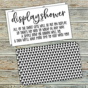 50 Display Shower Cards - Modern Script Design - Unwrapped Gift Request Invitation Inserts for Bridal or Baby Shower