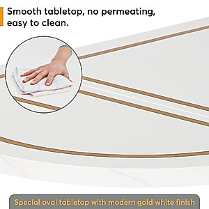 Tribesigns 6FT Conference Table, 70.8”W X 31.5”D Oval Shaped Meeting Room Table, Modern Gold White Seminar Table for Office Meeting Conference Room