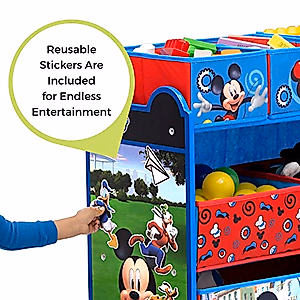 Mickey Mouse 5-Piece Toddler Bedroom Set by Delta Children - Includes Sleep and Play Bed, Table with 2 Chairs and 6 Bin Design and Store Toy Organizer, Blue
