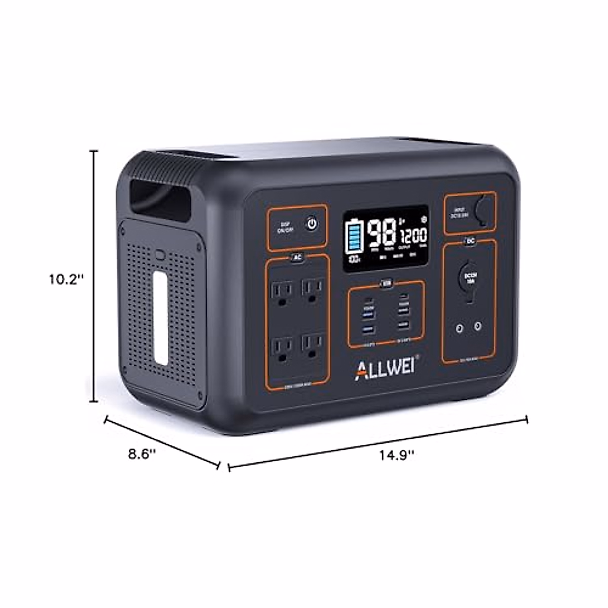 ALLWEI LiFePO4 Solar Generator 1200W(Peak 2400W) with 1 * 200W Solar Panel, Fast Charge in 1.5Hrs, 1008Wh Portable Power Station, 4* AC Outlet, UPS Mode, Outdoor Generator for RV Camping Emergency