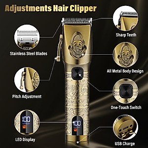 AMULISS Professional Hair Clippers Trimmer & Electric Foil Shavers Set Beard Trimmer for Men Cordless T-Blade Hair Trimmer Electric Razor, Men's Beard Grooming Kit