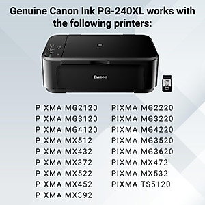 Canon PG-240 XL Black Ink Catridge Compatible to printer MG2120, MG3120, MG4120, MX512, MX432, MX372, MX522, MX452, MG3520, MG3620, MX472, MX532, TS5120