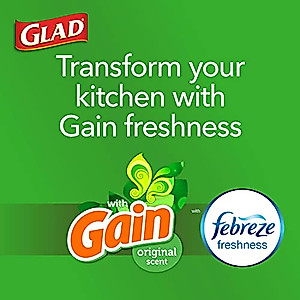 GLAD ForceFlex Tall Drawstring Trash Bags, 13 Gallon White Trash Bags for Tall Kitchen Trash Can, Gain Original Scent to Eliminate Odors, 100 Count - Packaging May Vary