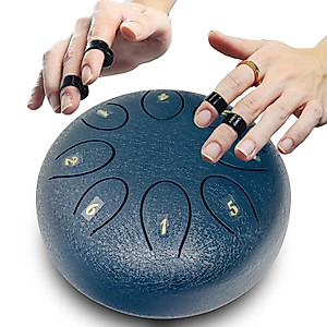 REGIS rain drum for outside，Steel Tongue Drum 8 Notes 6 Inches Chakra Tank Drum Steel Percussion Padded Travel Bag and Mallets，Musical Education Entertainment Meditation Yoga Zen Gifts (Navy)