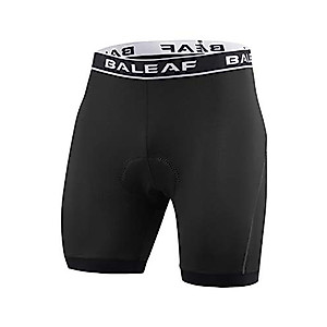 BALEAF Men's Bike Shorts with 4D Padding Cycling Underwear Padded Bicycle MTB Liner Mountain Biking Tights Road Riding Black M