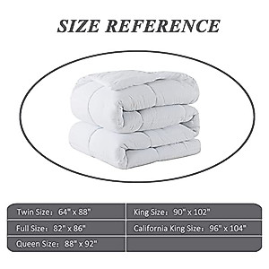 ELNIDO QUEEN Twin Comforter Duvet Insert - White Comforters Twin Size - All Season Fluffy Lightweight Down Alternative Comforter - Bedding Quilted Comforter - Twin Size(64×88 Inch)