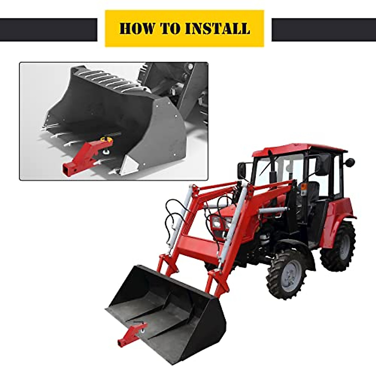 Clamp On Trailer Hitch - 2" Tractor Ball Bucket Trailer Receiver Mount Adapter for Deere Bobcat