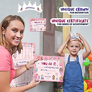 ATHENA FUTURES Potty Training Timer Watch with Flashing Lights and Music Tones Unicorn Pattern and Potty Training Chart for Toddlers - Princess Design - Sticker Chart, 4 Week Reward Chart