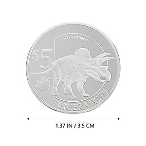 TOYANDONA 2pcs Dinosaur Commemorative Coins Embossed Dinosaur Challenge Coin Commemorative Coins Triceratops