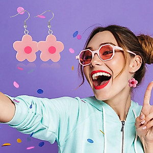 GIFIKOI 30 Pairs Weird Cute Funny Earrings Gummy Bear Duck Mushroom Flowers Drop Dangle Earrings for Women Aesthetic Earrings Food Animal Earrings Bulk