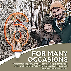 Havercamp Next Camo Party Birthday Number 6" Candle | 1 Count | Great for Hunter Themed Party, Camouflage Motif, Birthday Event, Graduation Party, Father's Day Celebration, Wedding Anniversary