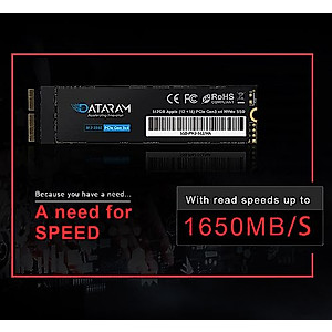 Dataram 512GB M.2 M-Key PCIe NVMe SSD for 2013-16 MacBook, Mac Pro, Air, Mini, iMac