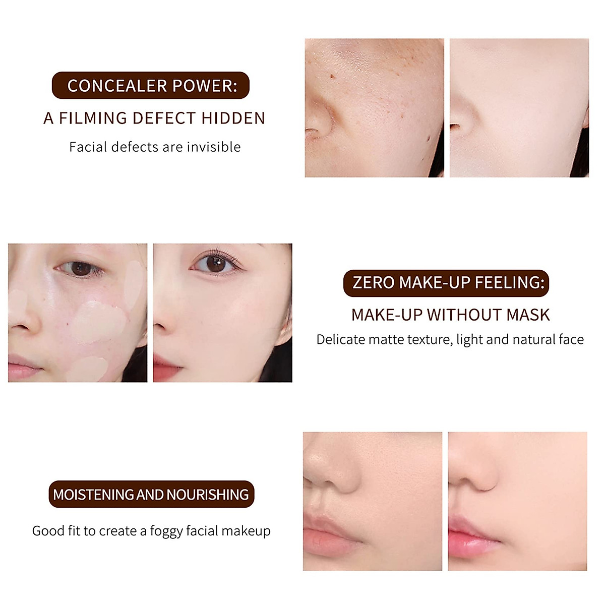 Mushroom Head Air Cushion CC Cream,BB Cream,Foundation Full Coverage Foundation, Moisturizing CC Foundation Concealer Makeup, Long Lasting Matte Cushion Foundation （Natural）