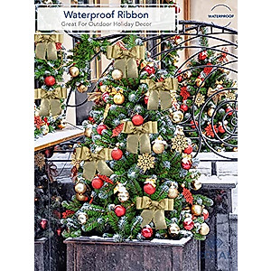 Royal Imports Metallic Christmas Ribbon Wired, Gold, 2.5"(#40) Holiday Design for Bow Making, Gift Wrapping, Wreaths, 25 Yd Roll (75 FT Spool)