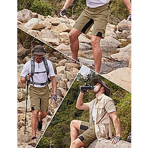 MAGCOMSEN Men's Khaki Hiking & Cycling Shorts with Pockets, Quick Dry, Stretchable, Size 38