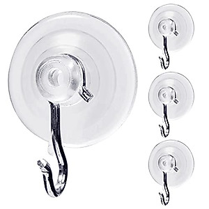 Suction Cup Hooks Wall Hooks for Hanging All Purpose Hook Wall Hangers Without Nails Heavy Duty Wall Hooks-Made in USA (7 lbs / 4 Pack)