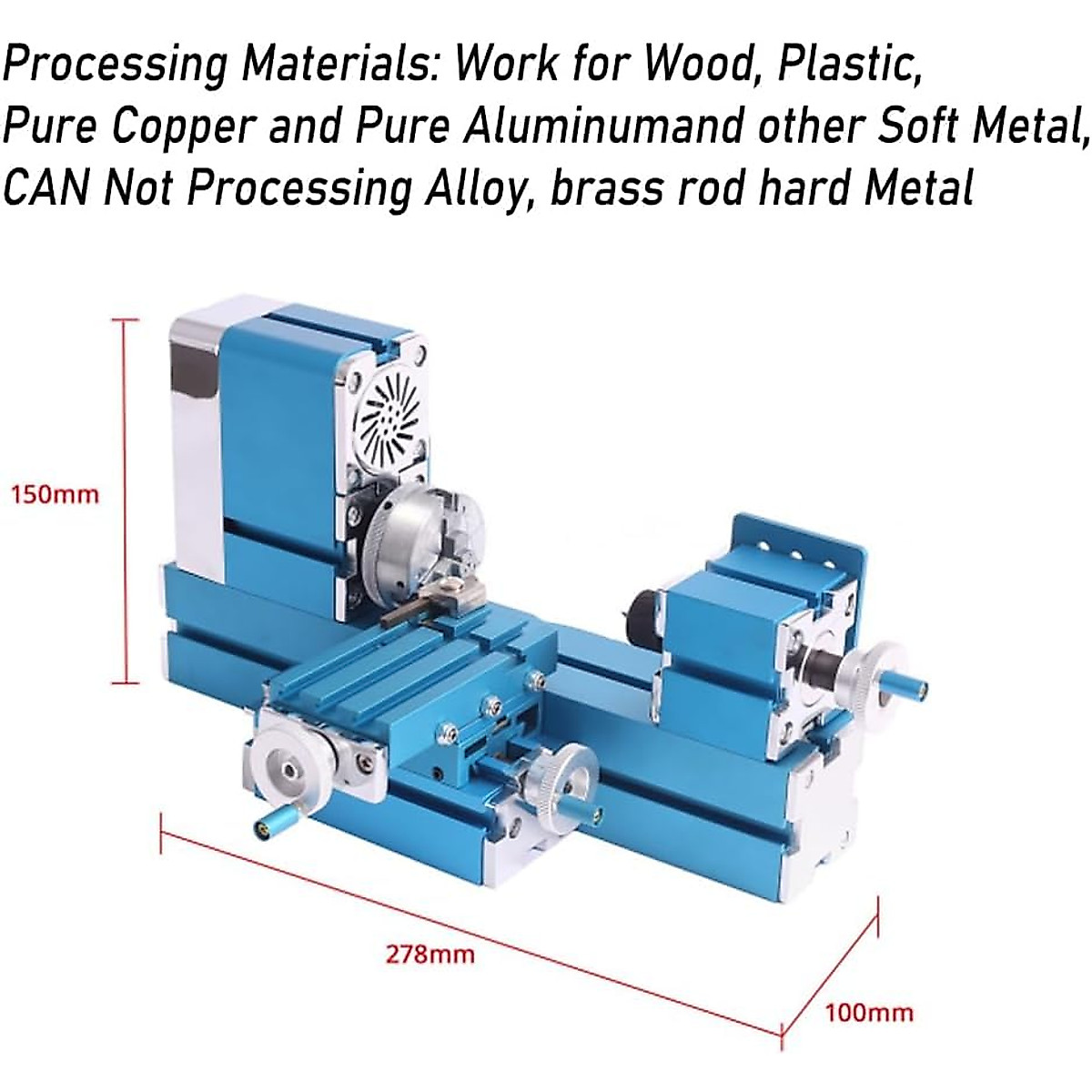 Mini Lathe Kit, 12V DC 60W 12000RPM High Power Micro Lathe Machine Mini Lathe Machine with Drill Chuck Mini Metal Lathe Machine, Power Metal Lathes (US Plug) Wen Lathe Power lathes