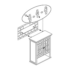 Teamson Home Neal Wooden Over The Toilet Bathroom Removable Wall Medicine Cabinet with 1 Fixed and 1 Adjustable Shelf 3 Storage Spaces 2 Glass Mosaic Doors and Crystal-Cut Acrylic Knobs, Espresso