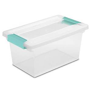Sterilite Medium Clear Multipurpose Plastic Storage Tote, 4 Pack, and Large Clear Multipurpose Plastic Storage Tote, 4 Pack for Home Organization