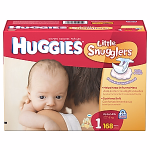 Huggies Little Snugglers Diapers, Size 1, 168 Count