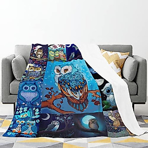Owl Throw Blanket for Couch Sofa Bed Throw Blanket, Soft Plush Blanket Super Cozy and Comfy for All Seasons 50"X40" Inches