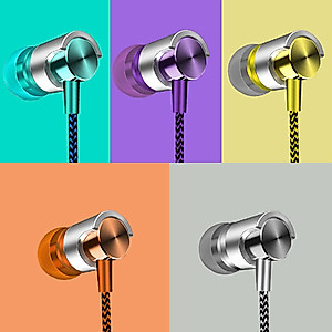 shlutesoy Fashion 3.5mm Braided Wire Stereo Super Bass Earphone in-Ear Headset with Mic Red