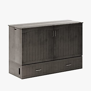 ZAFLY Murphy Bed,Murphy Bed Cabinet with Charging Station,Murphy Chest Folding Foam Mattress,Super Space-Saving Queen Large Drawers(Queen,Stone Gray) Pattern 3