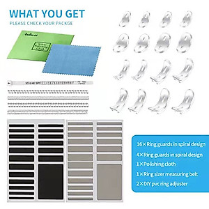 Ring Size Adjuster for Loose Rings, Multiple Size, Ring Sizer, Mandrel for Making Jewelry Guard, Resizer, Spacer, Spiral Silicone Tightener Set with Polishing Cloth