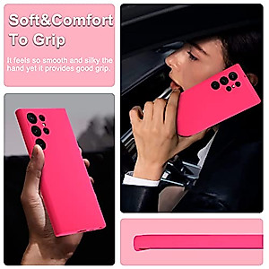 Samsung Galaxy S23 Ultra Silicone Case,Soft Touch Premium Liquid Rubber Shockproof Phone Cover [Slim Fit] [Upgraded Camera Protection] [Microfiber Lining],2023 Hot Pink