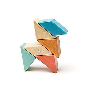 6 Piece Tegu Pocket Pouch Prism Magnetic Wooden Block Set, Sunset