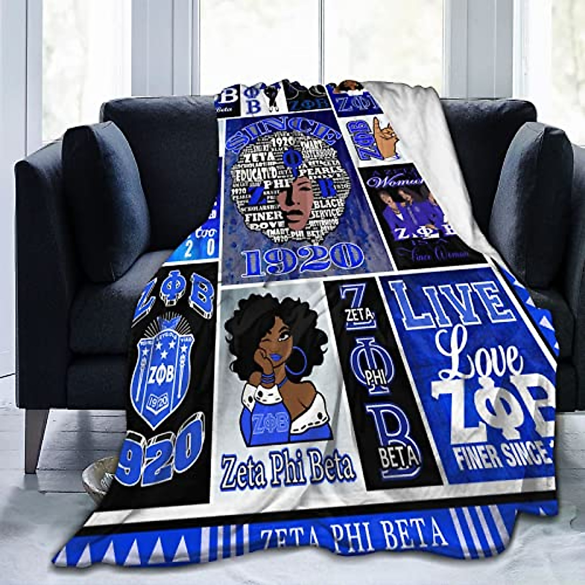 Zeta Phi Sorority Paraphernalia Gifts Zeta Phi Blanket Soft Flannel Throw Blanket Cute for Sofa Bed Living Room 50"x40"