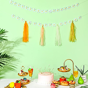 Tudomro 2 Pcs Daisy Groovy Boho Garland with 20 Pcs Paper Tassels, Groovy Party Decorations Hippie Daisy Felt Banner Artificial Daisy Party Favor for Wedding Birthday Party Bridal Decorations(Daisy)