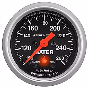 AutoMeter 3354 Gauge, Water Temp, 2 1/16", 260ºf, Digital Stepper Motor W/Pk & Wrn, Sport-Comp