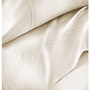 Pure Parima Luxury 100% CEA Certified Egyptian Cotton Sheet Bed Set, Extra-Long Staple, Cool, Breathable, Ultra Comfort, Double Hem-Stitched, Flat, Fitted, and 2 Pillow Cases (Ivory, King)