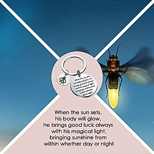 TIIMG Firefly Charm Keychain Firefly Lover Gift Inspirational Gifts Firelfly Good Luck Gift (When the sun sets)