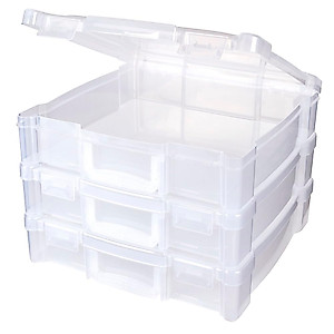ArtBin 6913ZZ 12" x 12" Portable Art & Craft Organizer with Handle 3-Pack, [3] Plastic Storage Cases, Clear