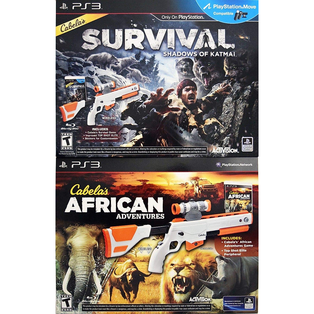 Cabela's DOUBLE GUN BUNDLE Shadows of Katmai + PS3 African Adventures Game for Sony Playstation 3