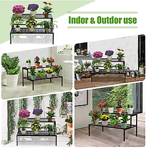 Metal Plant Stand Metal 2 Tier Potted Multiple Flower Pot Holder Plant Shelf Indoor Plants Multiple,Outdoor Heavy Duty Planter Display Shelving Unit for Patio Garden Corner Balcony Living Room