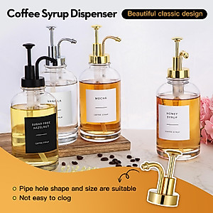 CNWSGEM Coffee Syrup Dispenser,Coffee Bar Accessories,4-Pack,16.9 Ounce,Syrup Dispenser for Coffee Bar,Syrup Dispenser with Pump,Contains Multi-style Labels, Cleaning Tools, Funnel,Pen