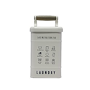 Generic BHG Farmhouse Style Decor Laundry Detergent Holder Canister Bin, Powder Pods Detergent Laundry Metal Tin Holder Dispenser, Storage Container Metal Laundry Powder Holder, Small 40 pods