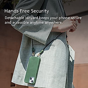 Alto Crossbody Phone Lanyard: detachable patch, nylon strap with Italian leather pad, for iPhone 15/15 Plus/15 Pro /15 Pro Max case (Forest Green)