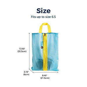 pack all Water Resistant Kids Shoe Bag for Travel, Storage Organizer Shoe Pouch with Zipper, Cute for Girls, Boys,Toddlers（Blue)